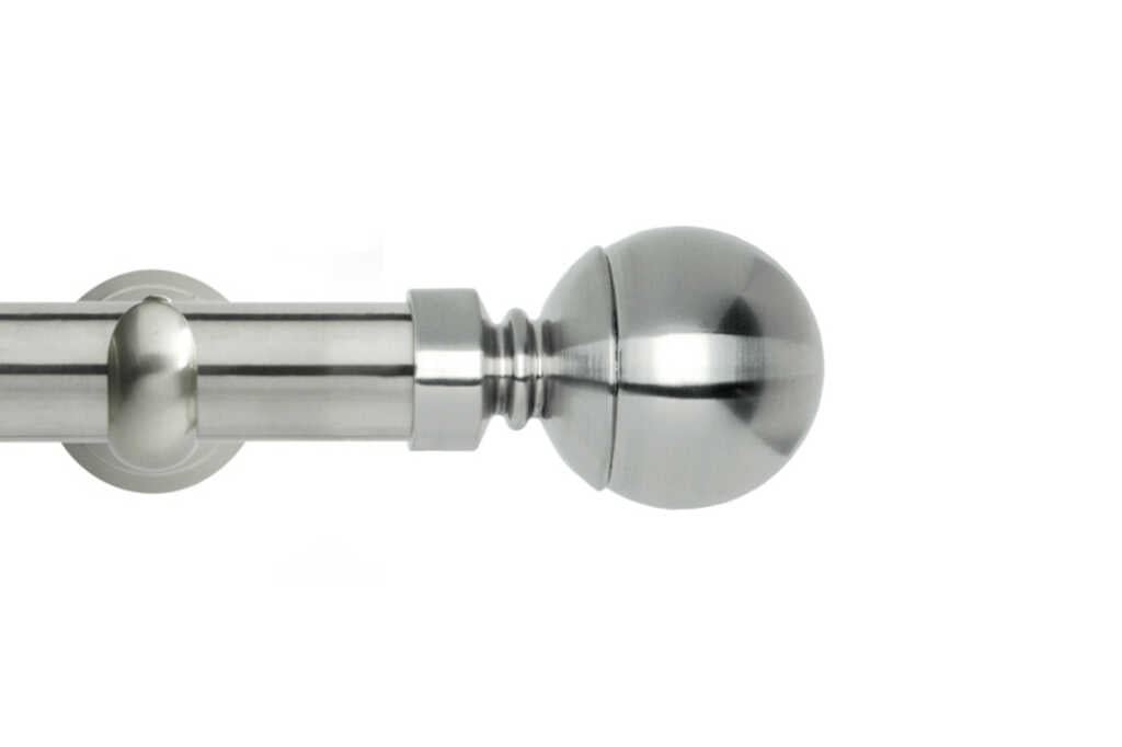28mm Neo Ball Stainless Steel Eyelet Curtain Pole 180cm – UK Curtain Poles